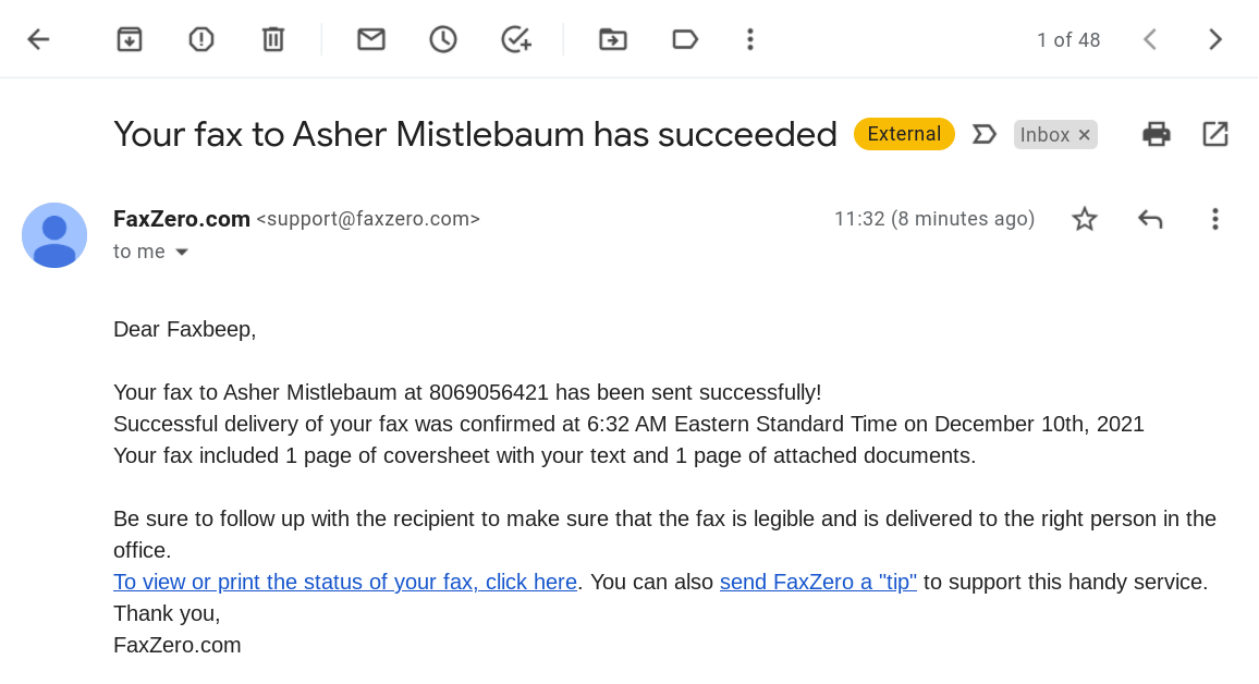 Fax Delivery Confirmation Explained | PayPerFax.com